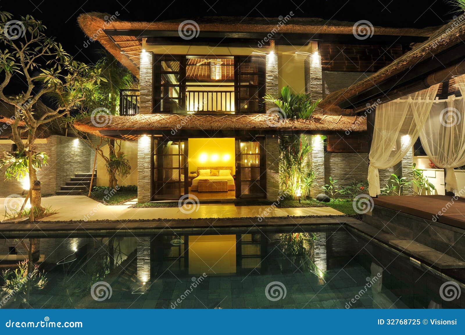 Modern Tropical Villa with Swimming Pool Stock Image - Image of ...