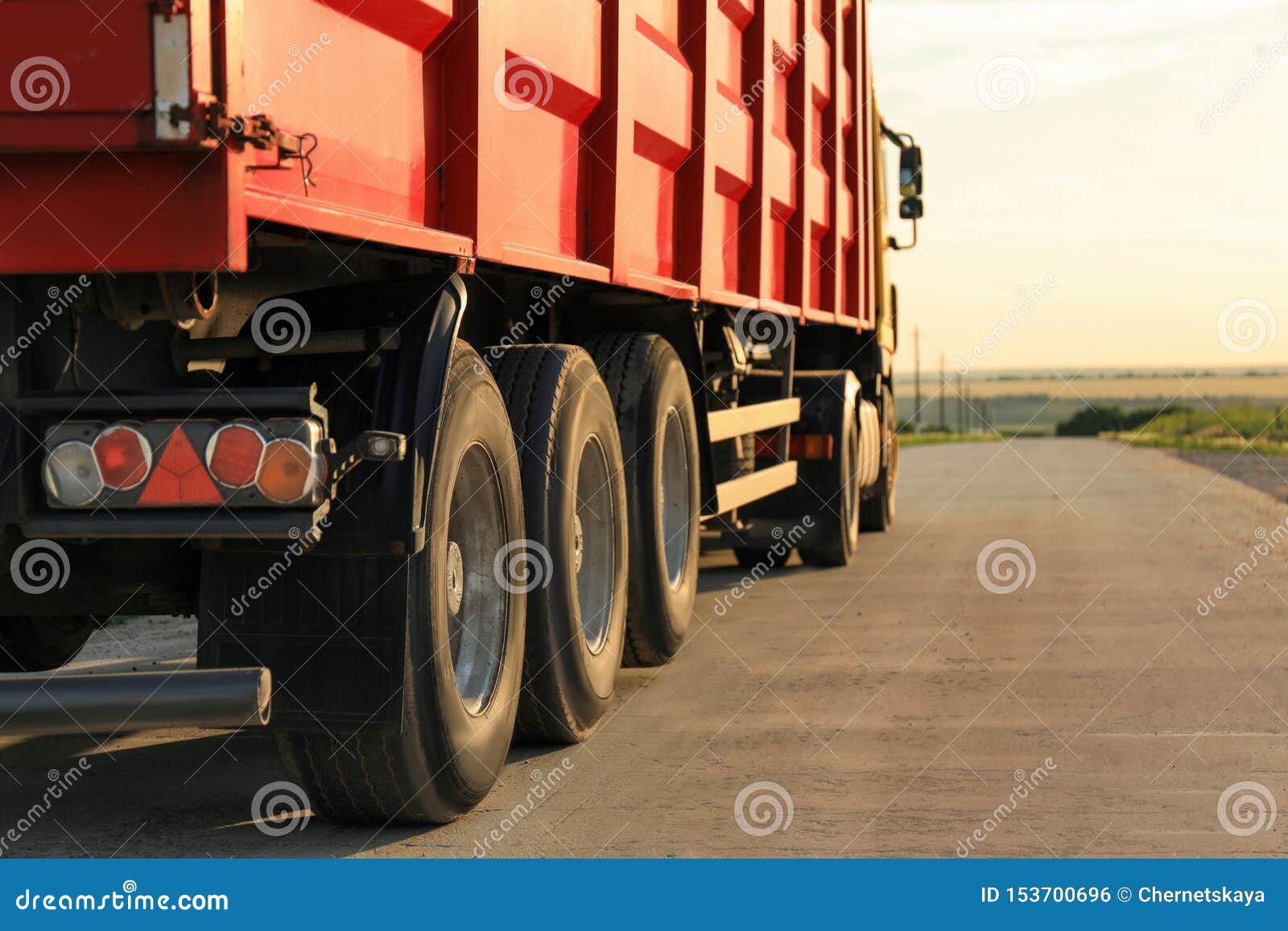 Modern Truck on Country Road Stock Photo - Image of closeup, lorry ...