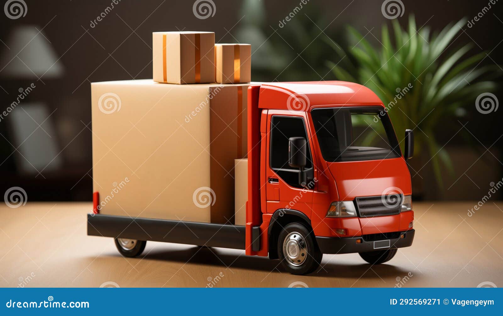Modern Truck and a Lot of Corton Boxes. a Moving Concept Stock ...