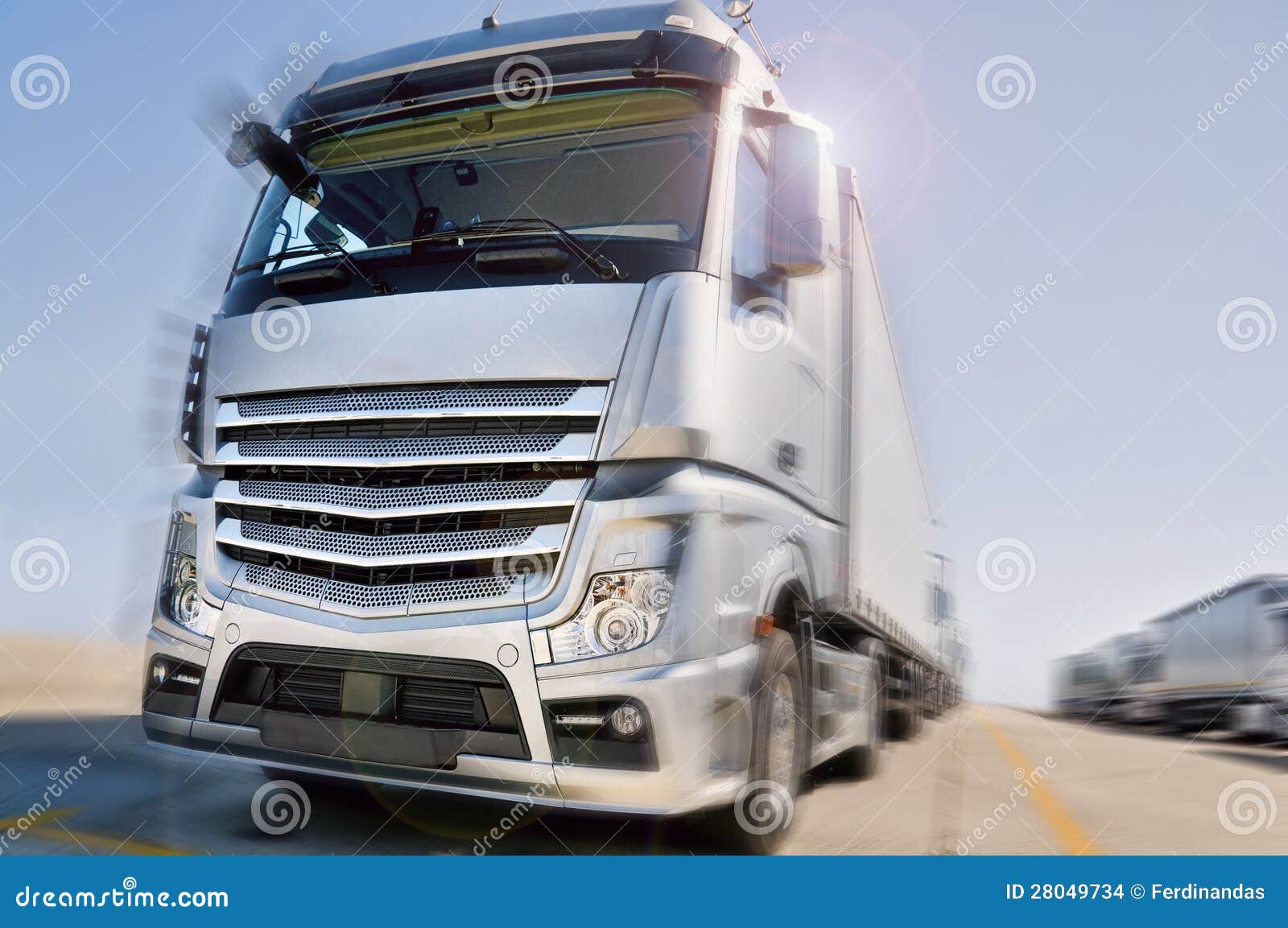 Modern Truck on Road Motion Blur Dramatic Stock Photo - Image of convoy ...