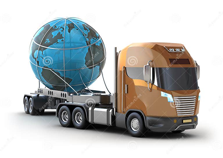 Modern Truck Transporting the Globe Stock Illustration - Illustration ...