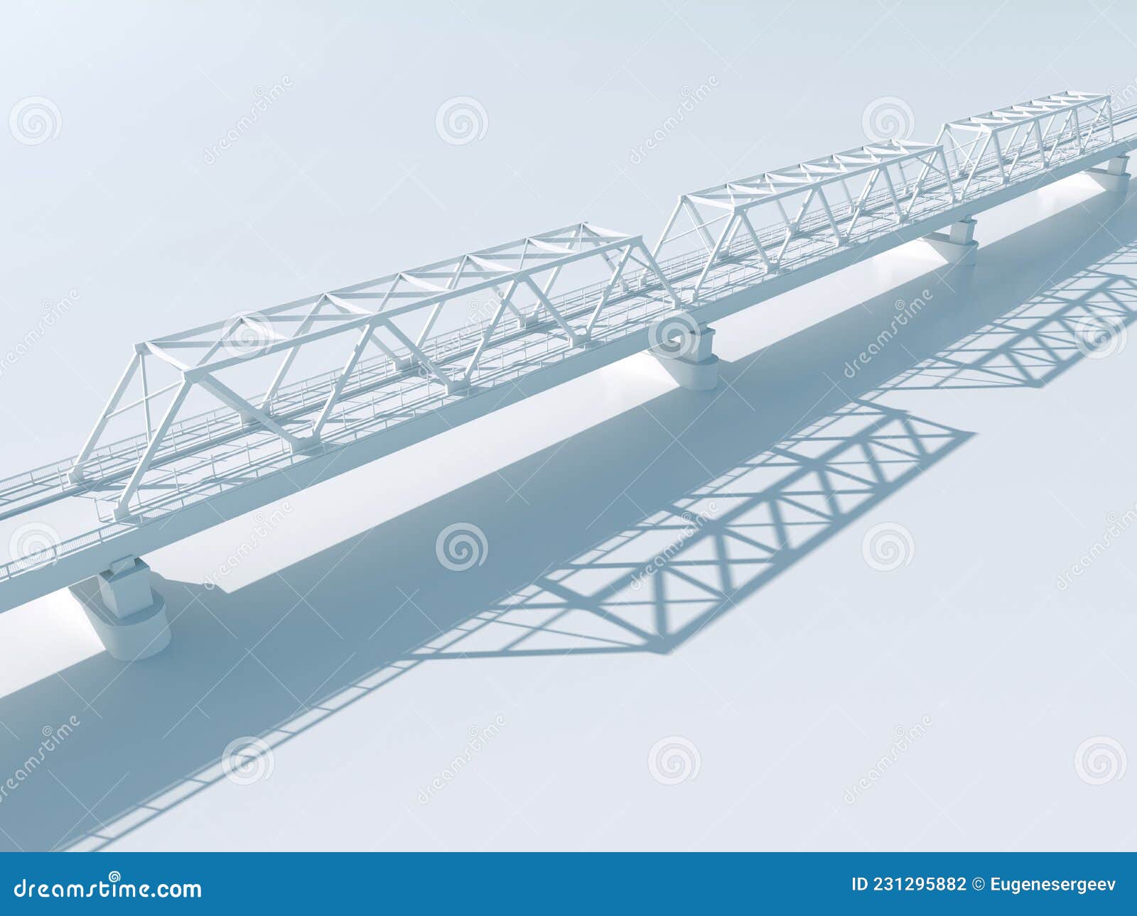 Modern Truss Bridge Aerial View, 3d Render Stock Illustration ...