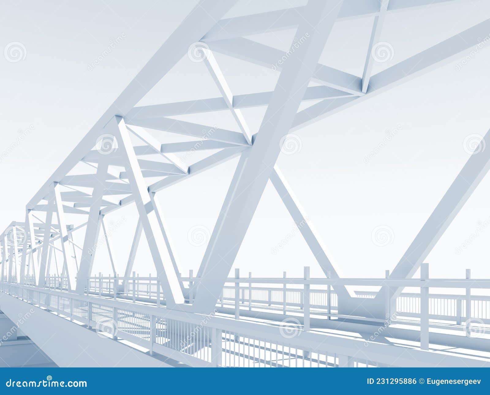 Modern Truss Bridge 3d Model, Perspective Stock Illustration ...