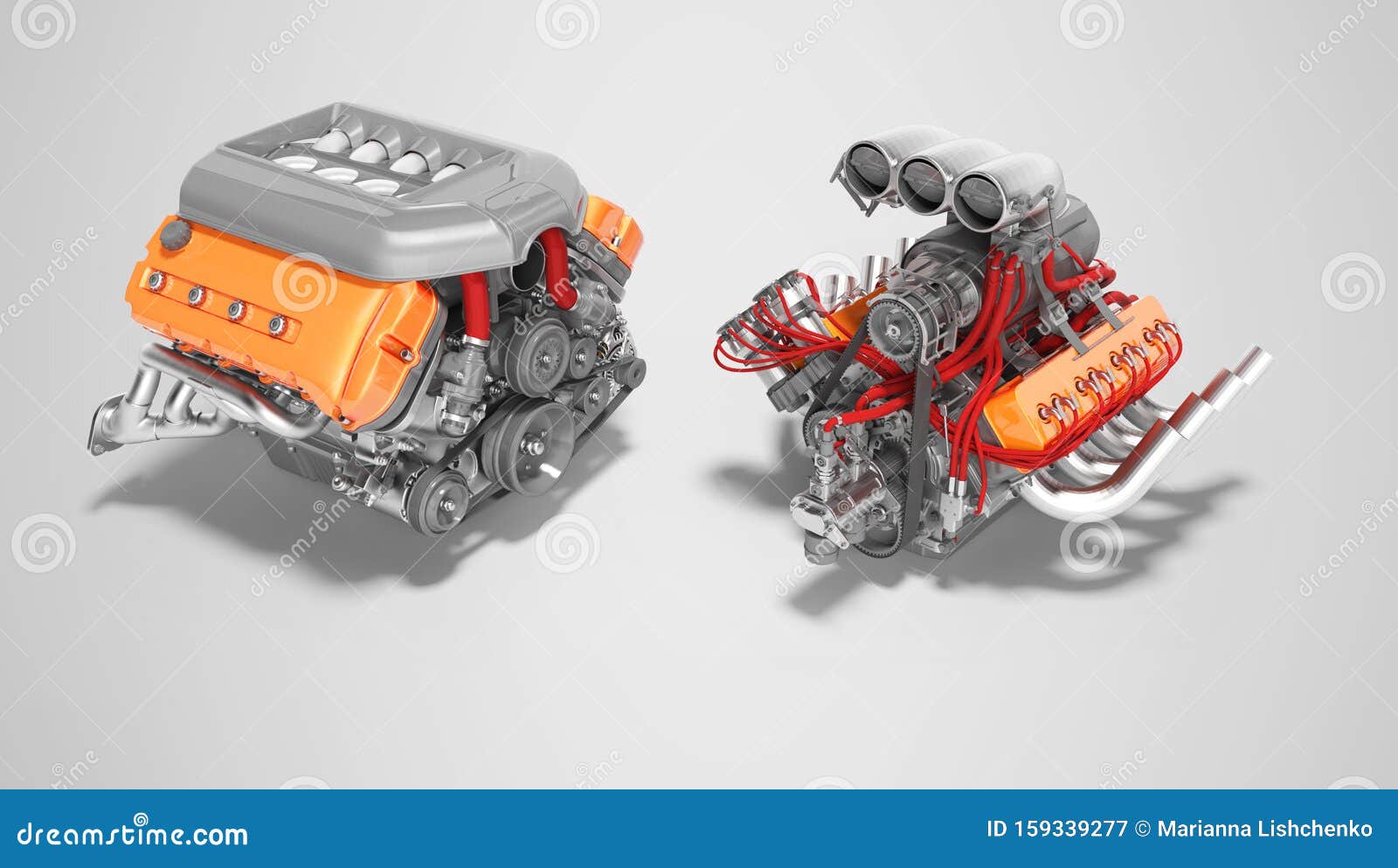 Modern Red Turbo Engine And Supercharger Engine Isolated 3D Render On ...