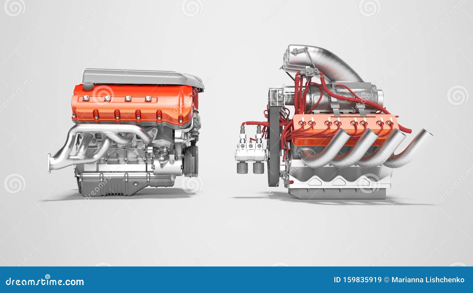Modern Red Turbo Engine And Supercharger Engine Isolated 3D Render On ...