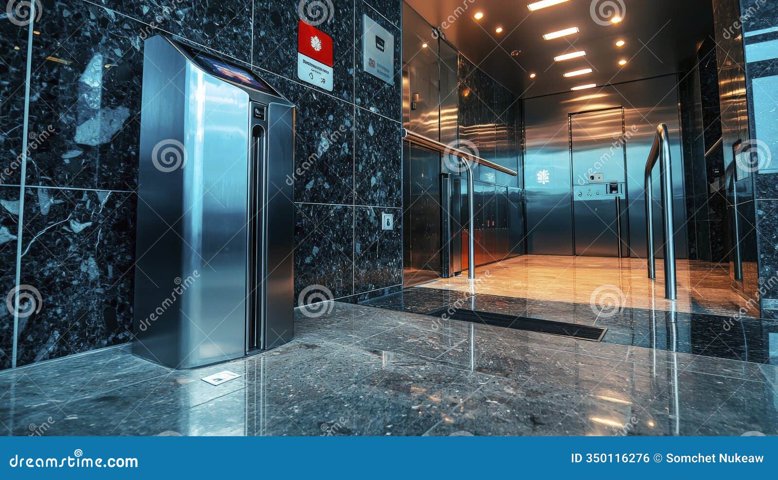 Modern Turnstile with Card Reader System at Building Entrance ...