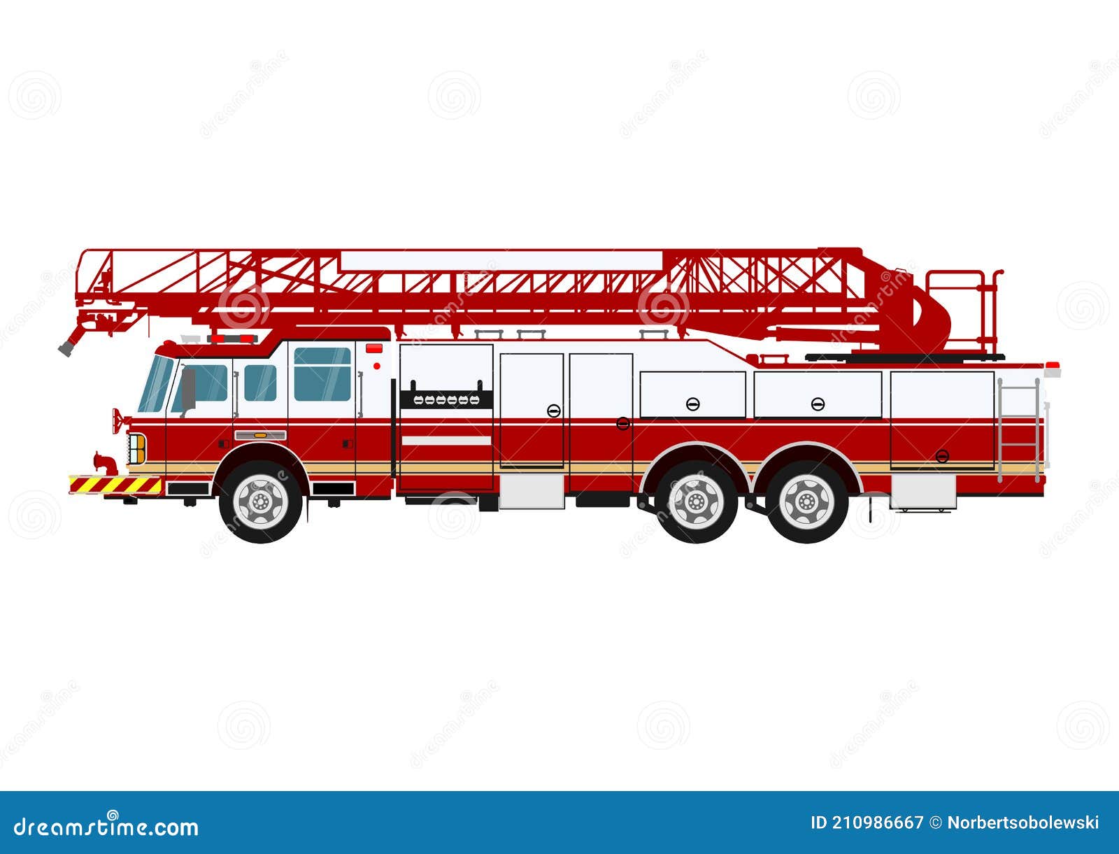 Modern Turntable Ladder Fire Engine. Stock Vector - Illustration of ...