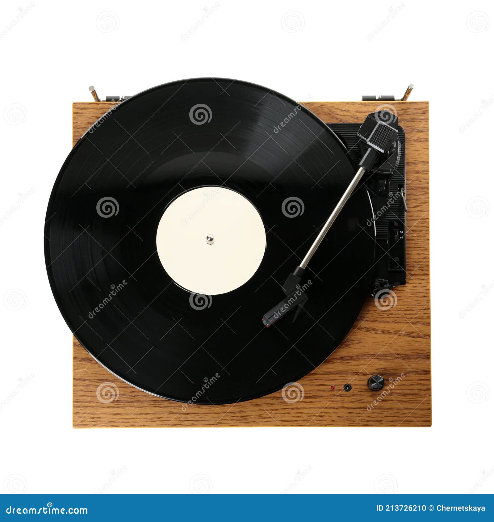 Modern Turntable with Vinyl Record Isolated on White, Top View Stock ...