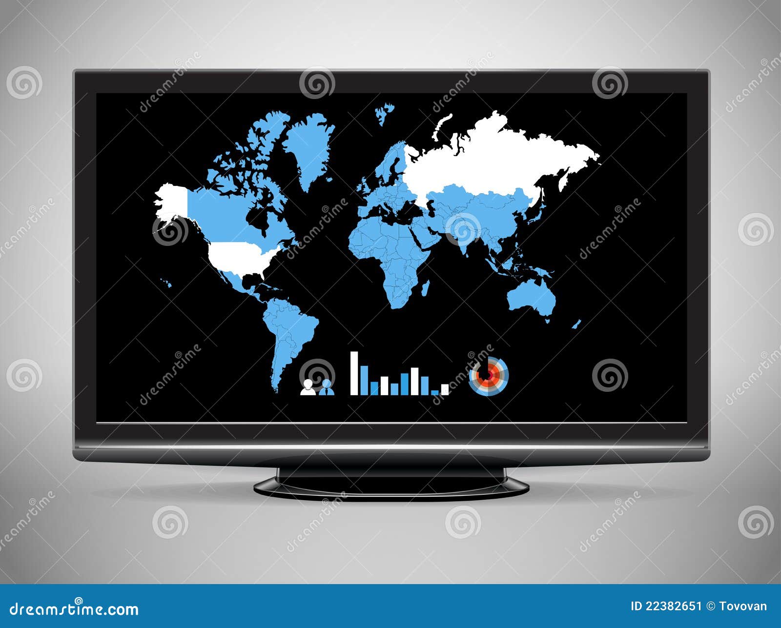 Modern TV with Earth map stock vector. Illustration of modern - 22382651