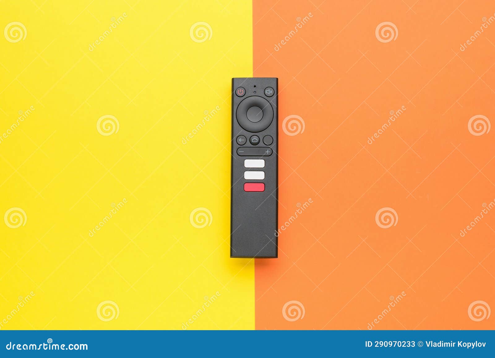 Modern TV Remote Control on a Yellow-orange Background. Stock Image ...