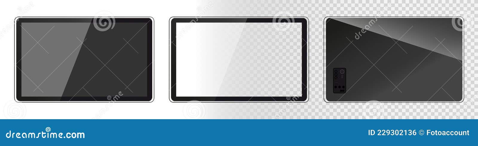Modern Tv Screen Templates - Front and Back Views - Isolated on White ...