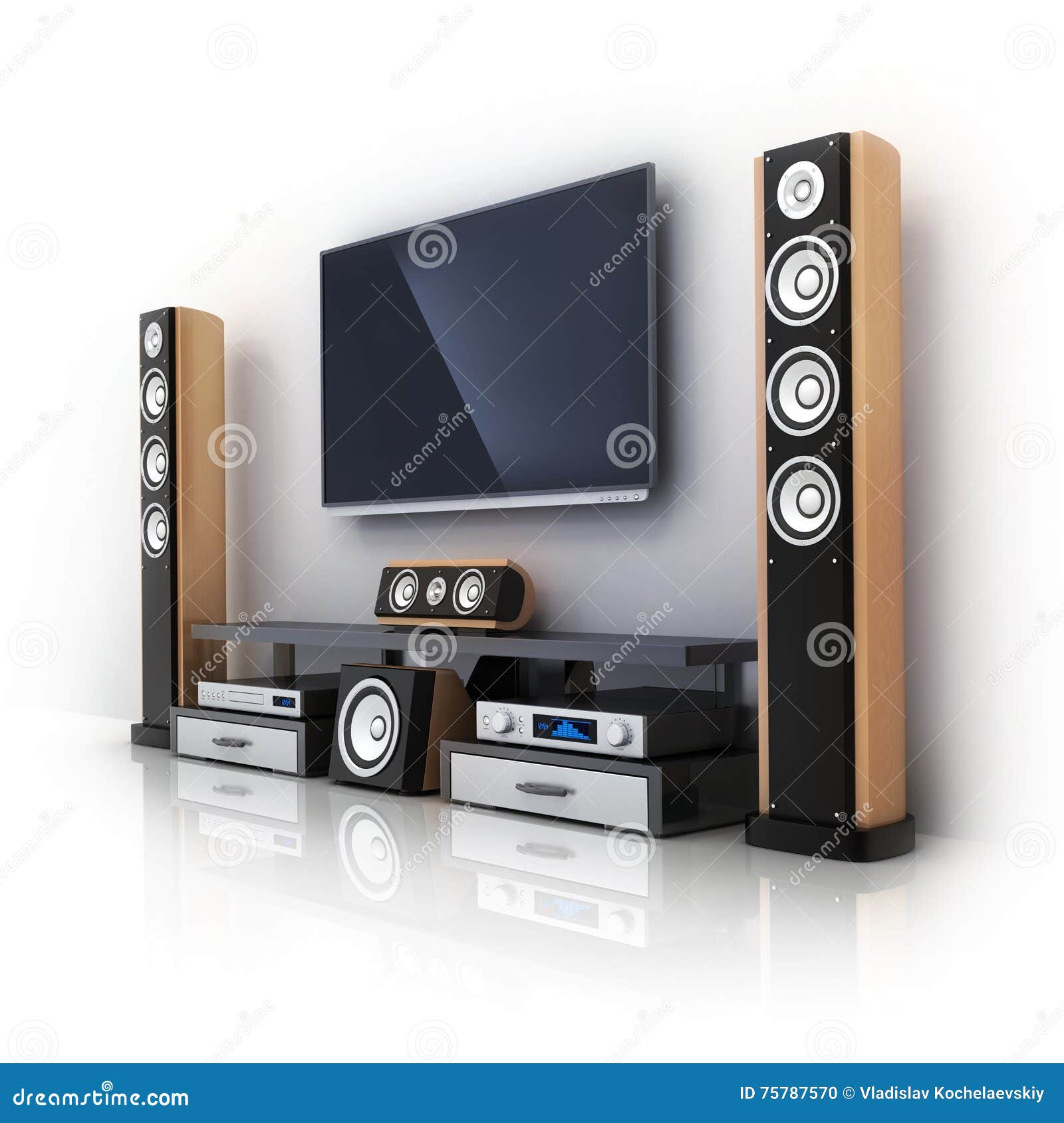 Modern TV and sound system stock illustration. Illustration of symbol ...