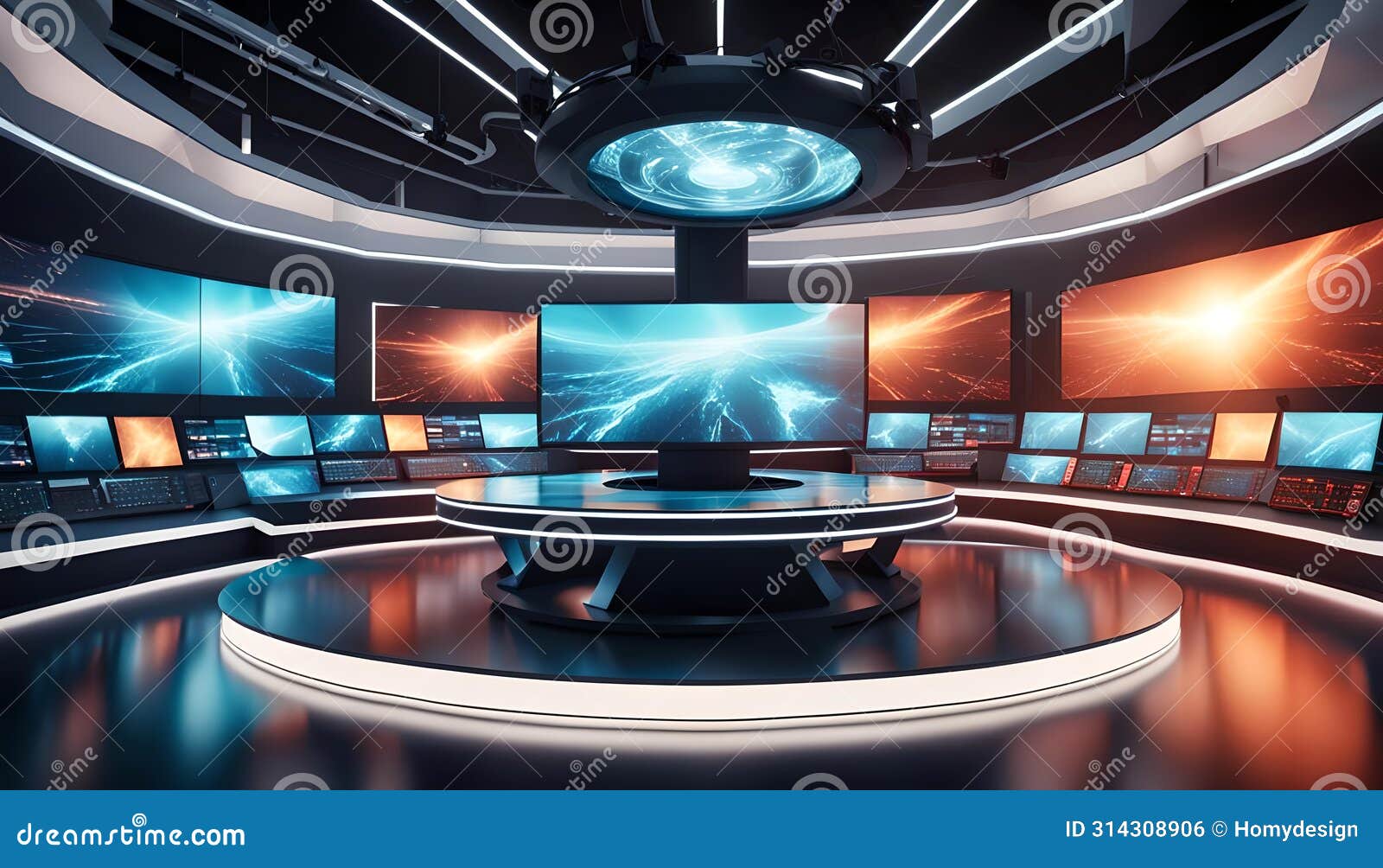 Modern tv studio stock illustration. Illustration of control - 314308906