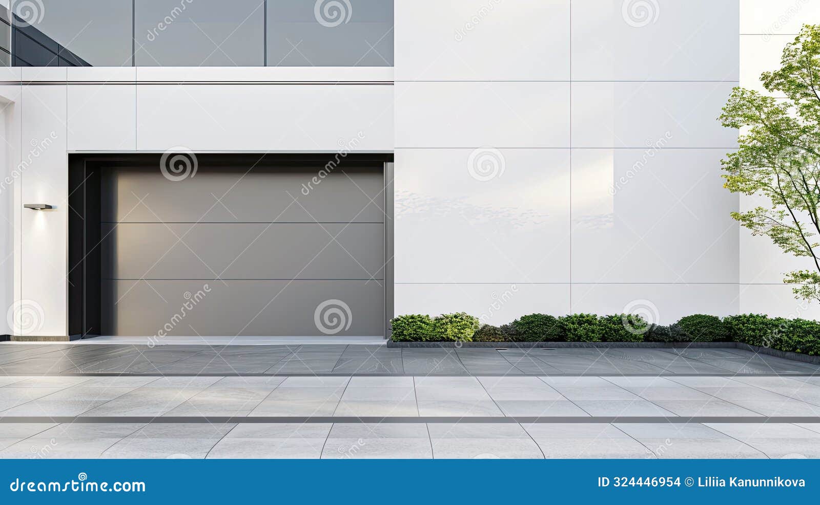 A Modern, Two-door Aluminum Gate with Silver Stripes, an Intercom ...