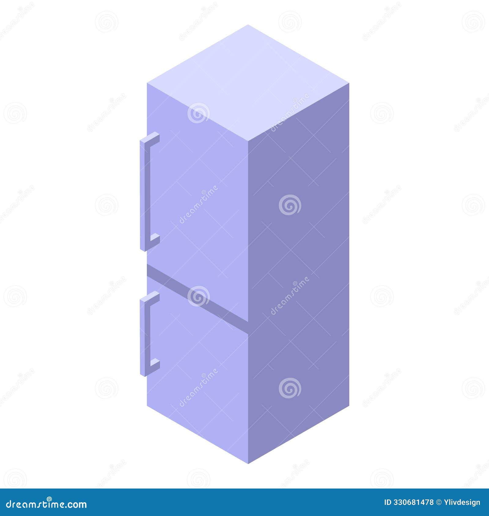 Modern Two Door Refrigerator Standing in Isometric View Stock ...