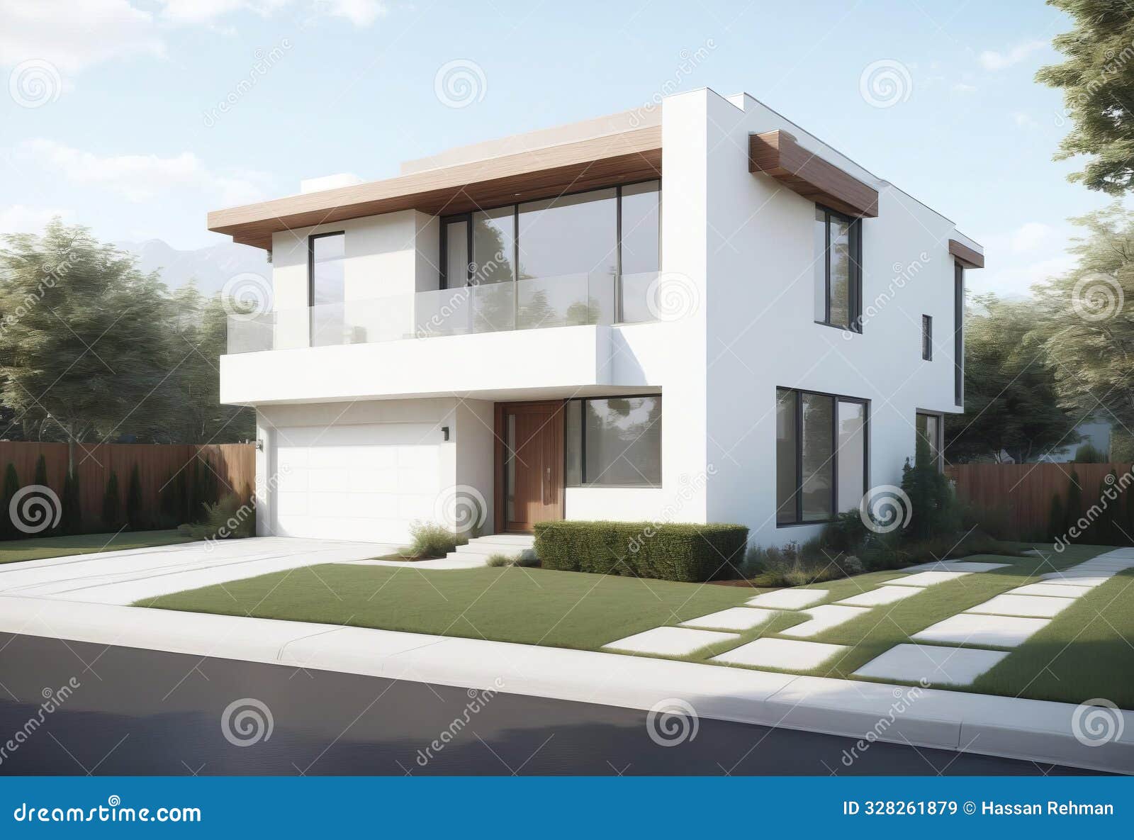 A Modern Two-story House with Clean Lines Stock Illustration ...