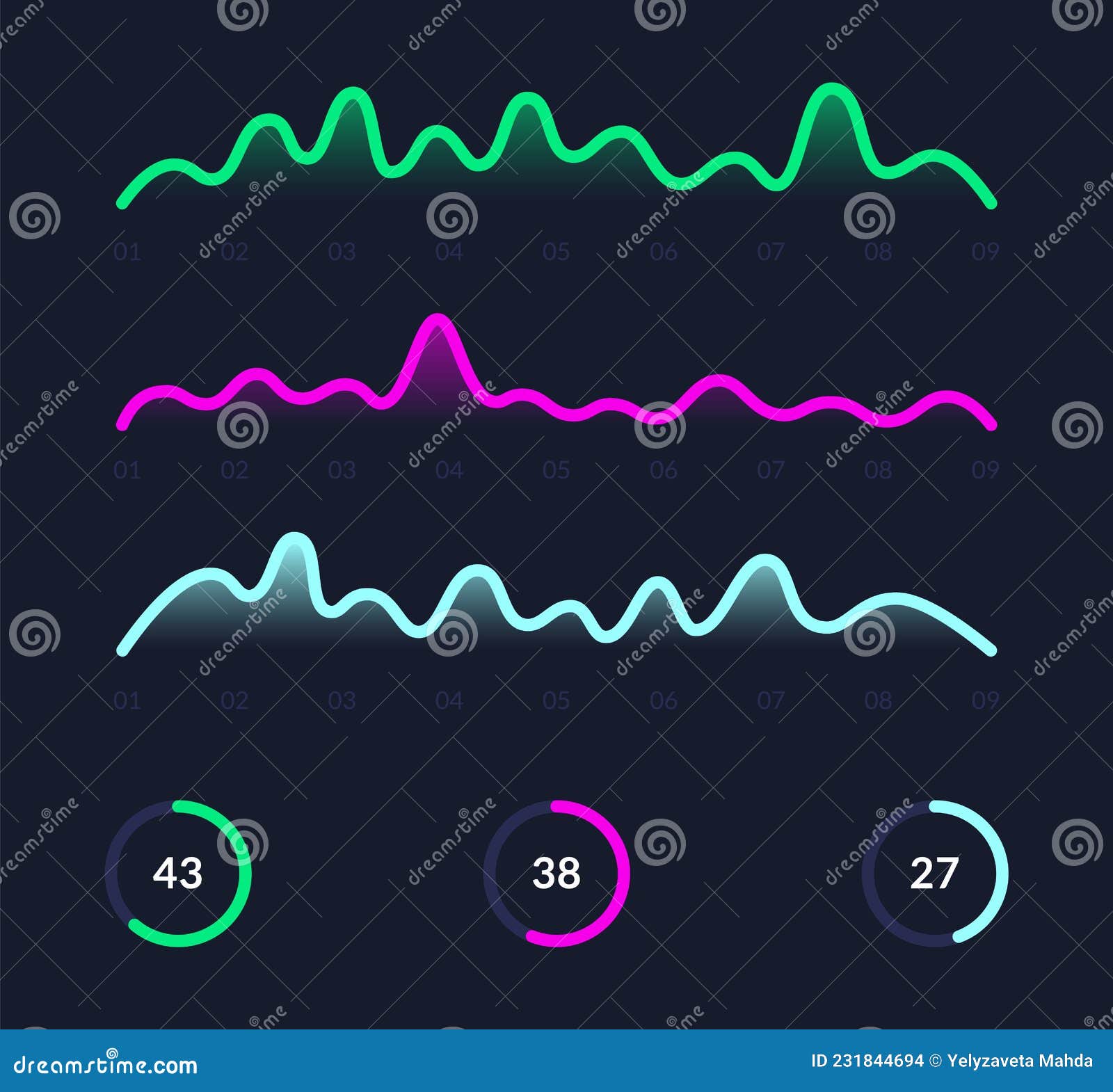 Modern UI Chart Infographic. Admin Data App, Interactive Business ...