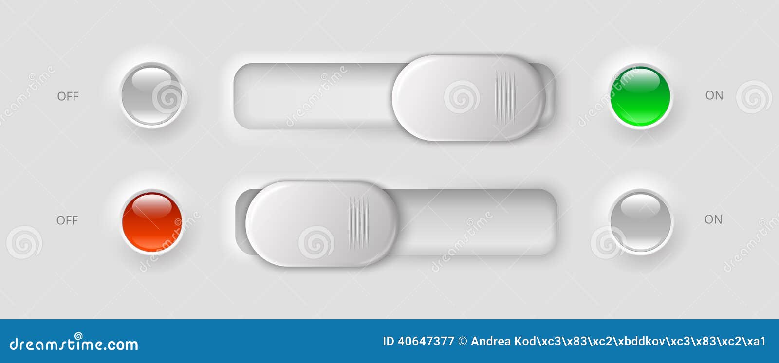 Modern Ui Elements - Switches And LED Lights Cartoon Vector ...