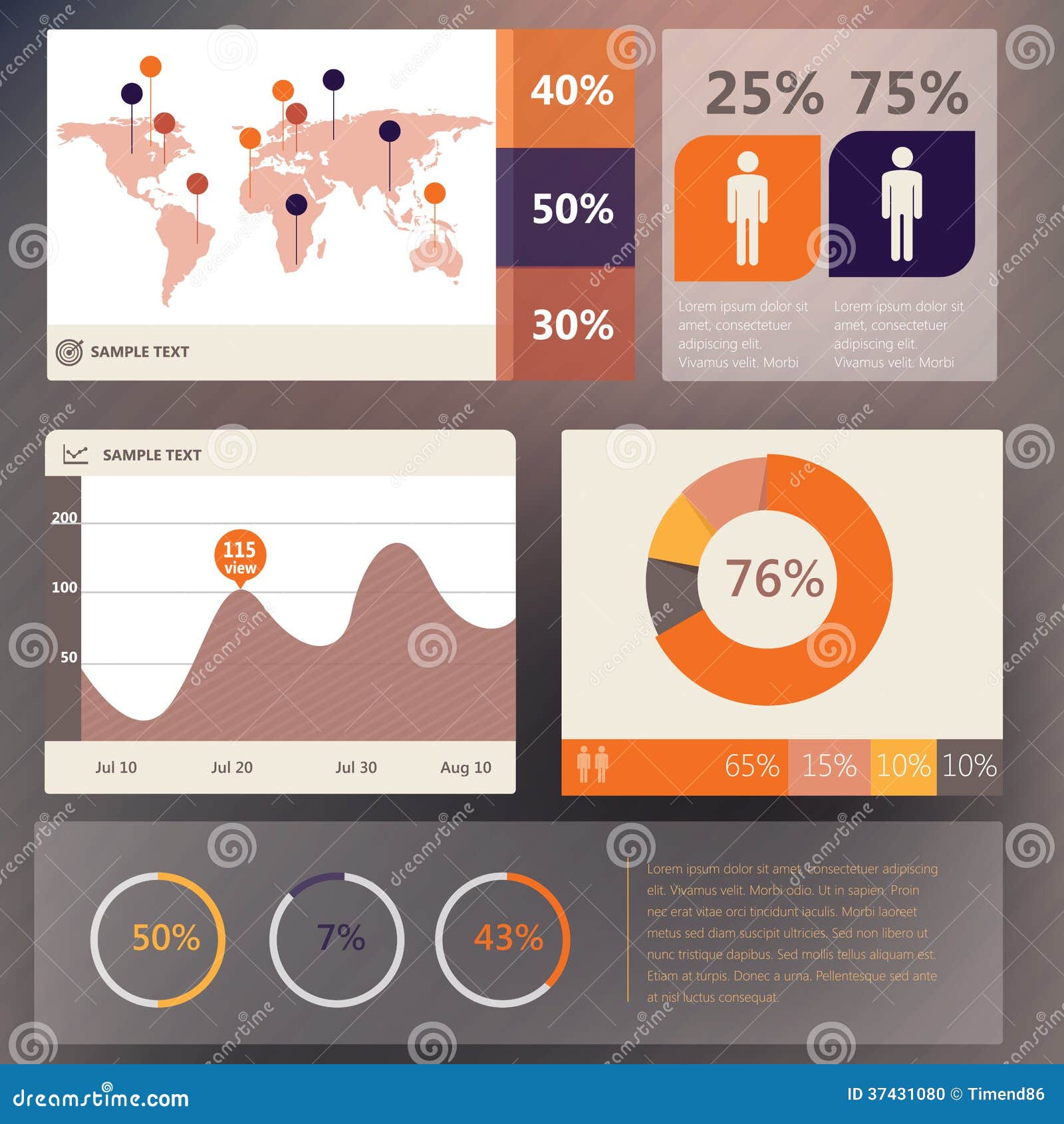 Modern UI Flat Design Vector Stock Vector - Illustration of frame ...