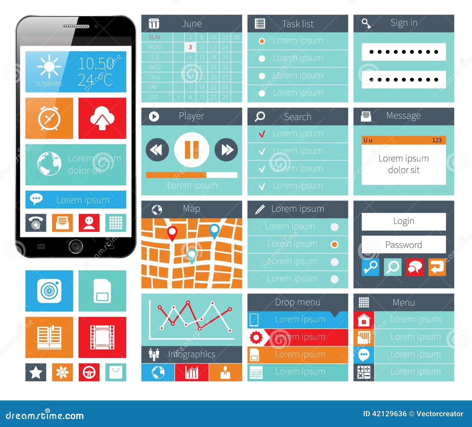 Modern UI Flat Design Web Elements Stock Vector - Illustration of ... Modern UI Flat Design Web Elements Stock Vector - Illustration of ...