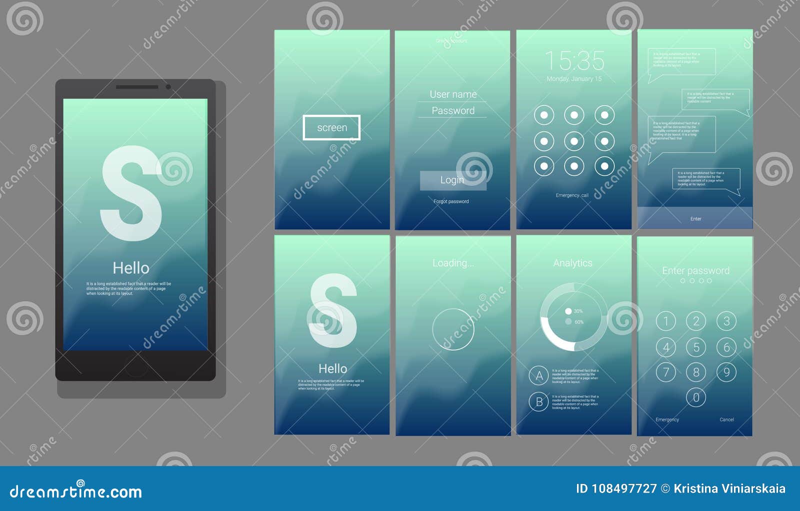 Modern UI, GUI Screen Vector Design Stock Vector - Illustration of blur ...
