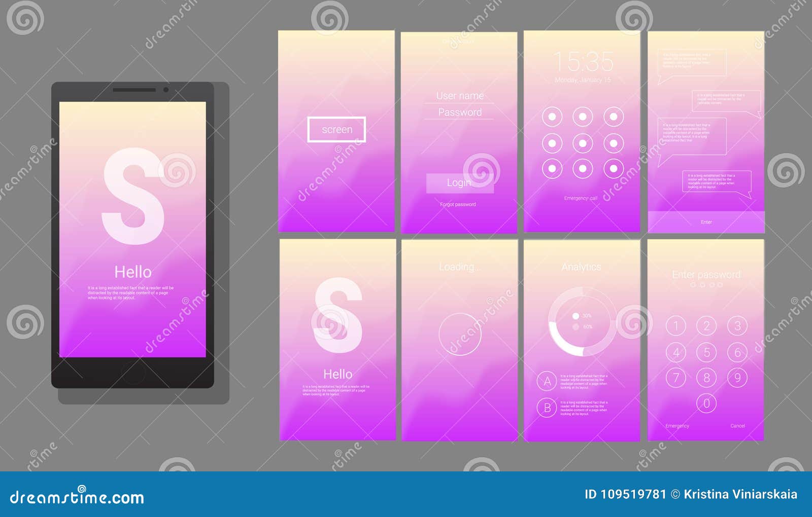 Modern UI, GUI Screen Vector Design Stock Vector - Illustration of ...