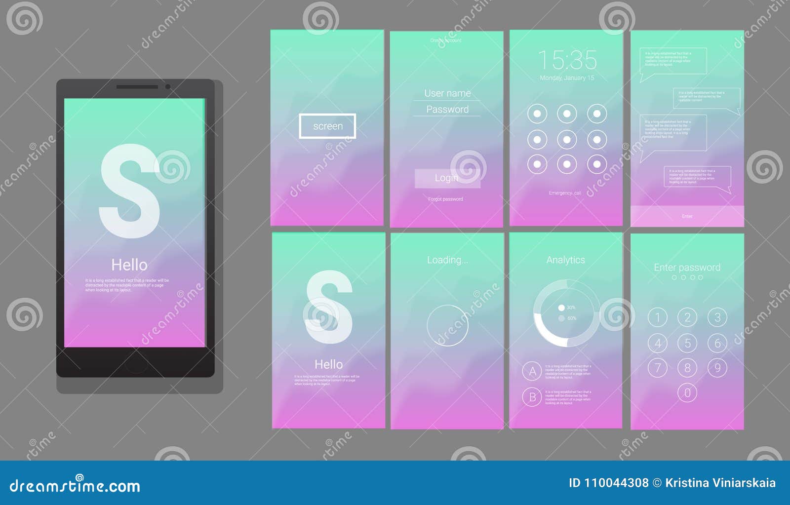 Modern UI, GUI Screen Vector Design Stock Vector - Illustration of mesh ...