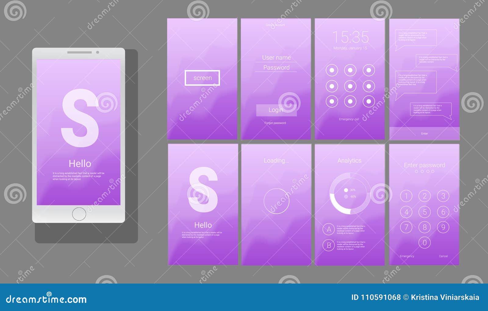 Modern UI, GUI Screen Vector Design Stock Vector - Illustration of ...