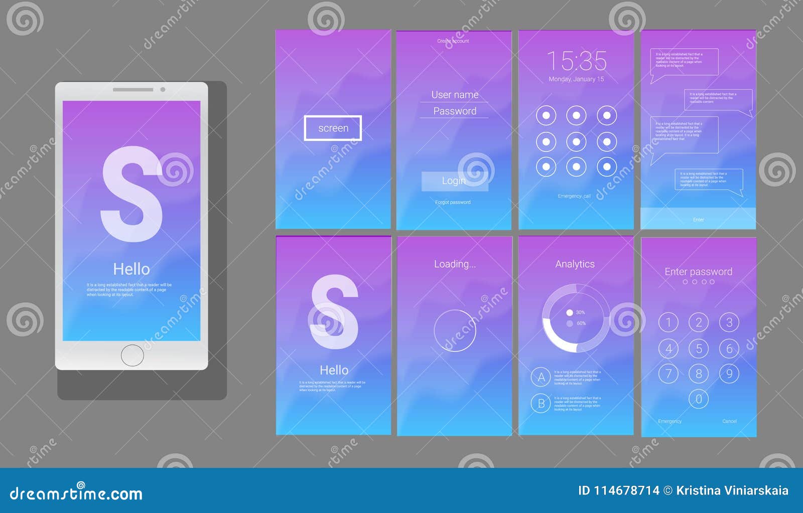 Modern UI, GUI Screen Vector Design Stock Vector - Illustration of ...