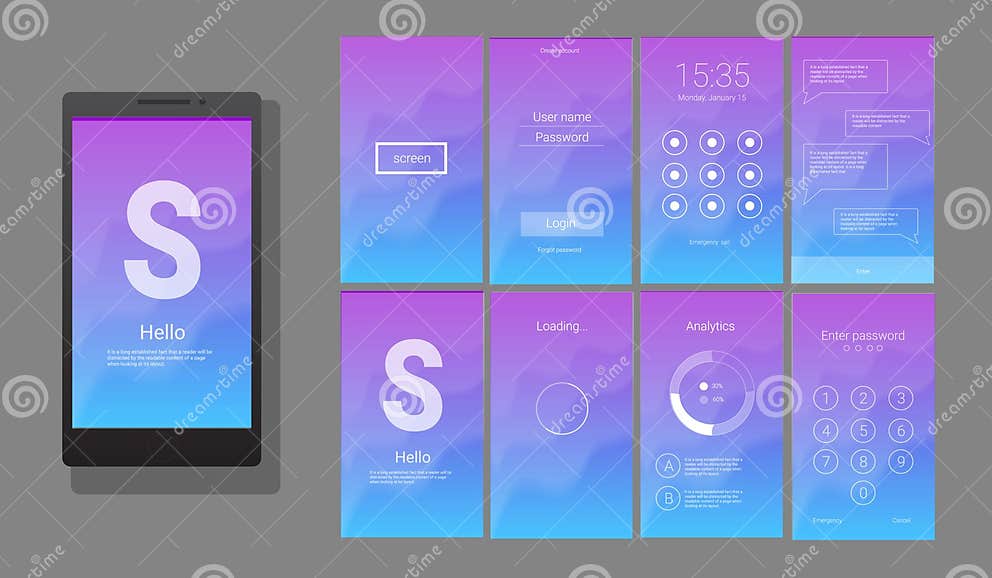 Modern UI, GUI Screen Vector Design Stock Vector - Illustration of ...