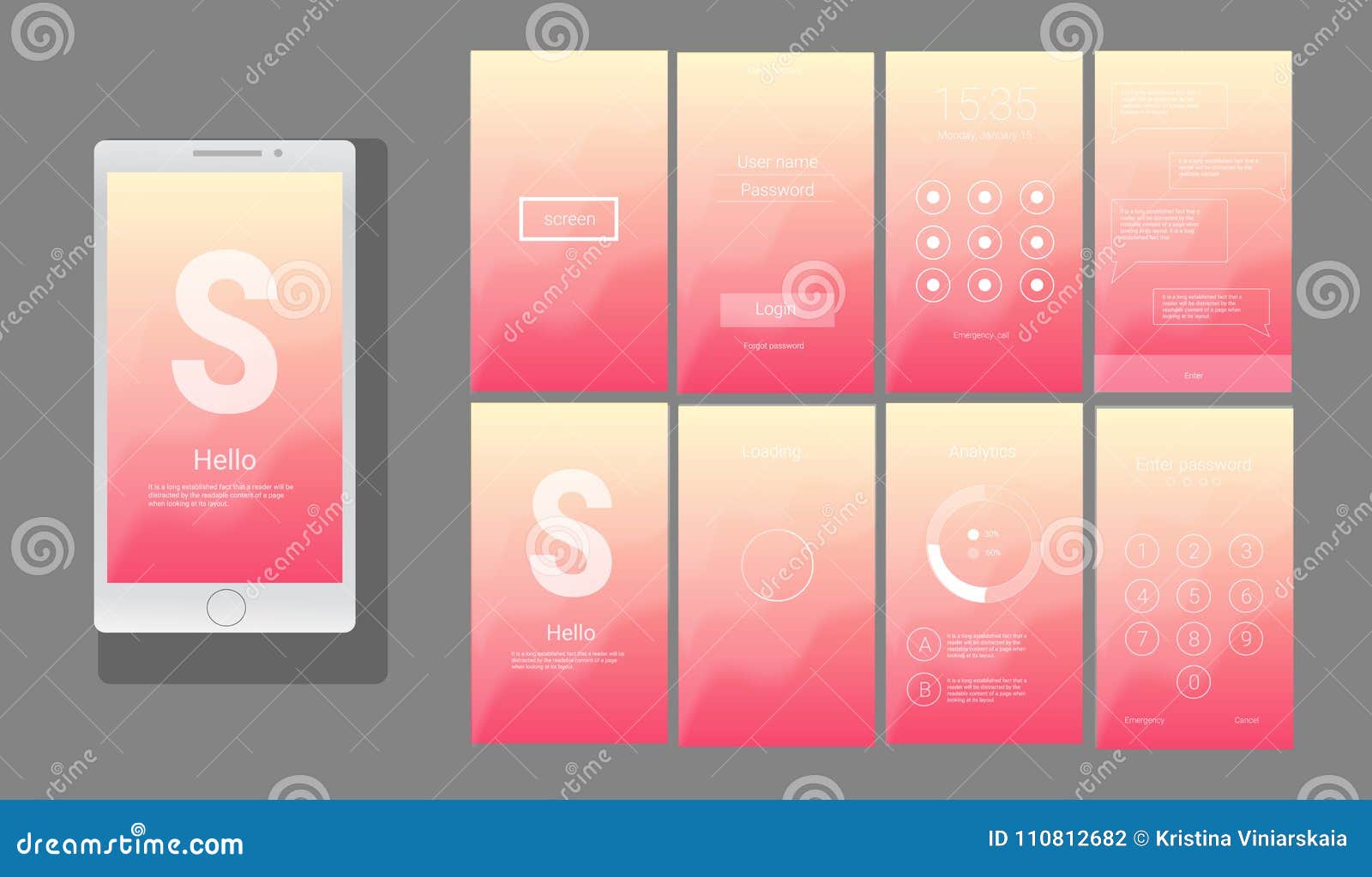 Modern UI, GUI Screen Vector Design Stock Vector - Illustration of ...