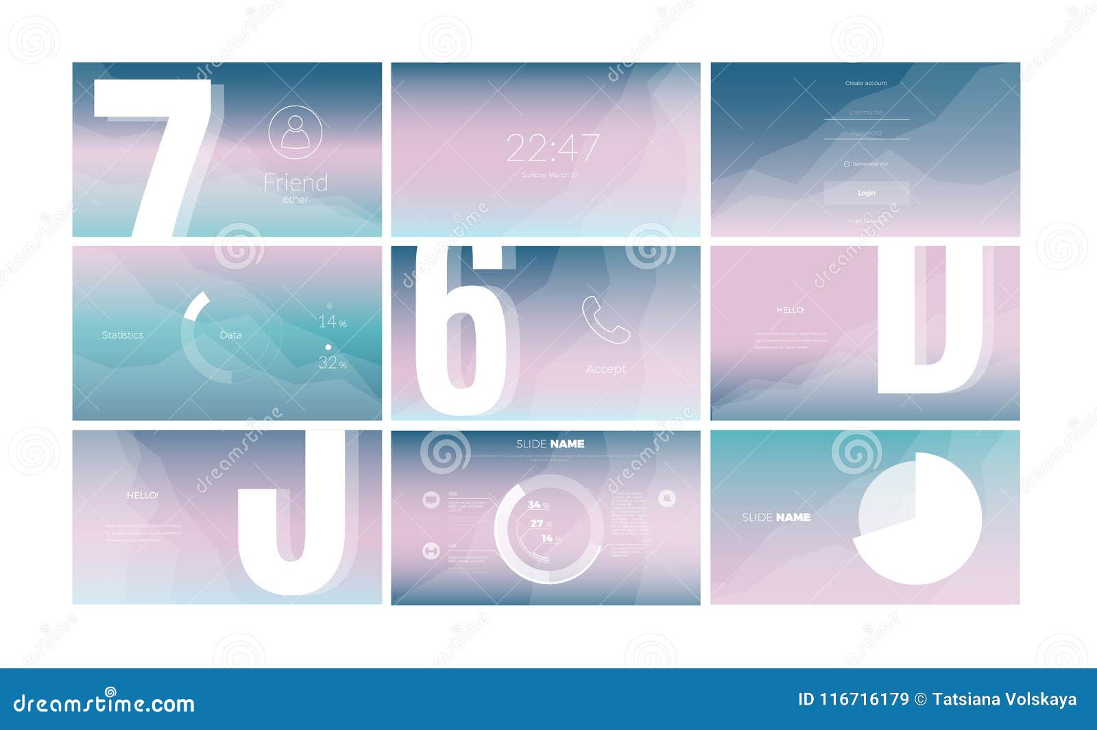 Modern UI Screen Design for Mobile App with Web Elements. Stock Vector ...