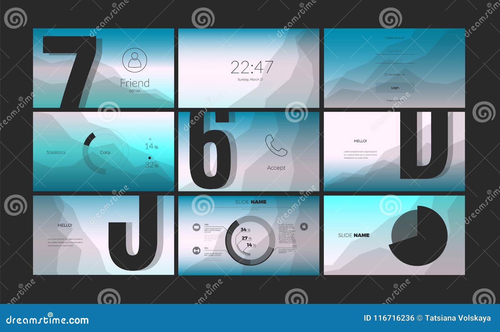 Modern UI Screen Design for Mobile App with Web Elements. Stock Vector ...