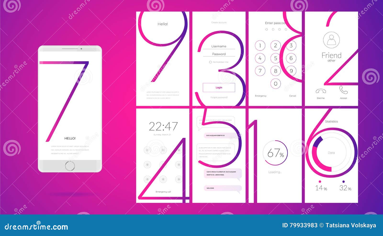 Modern UI Screen Design for Mobile App with Web Icons. Stock Vector ... Modern UI Screen Design for Mobile App with Web Icons. Stock Vector ...