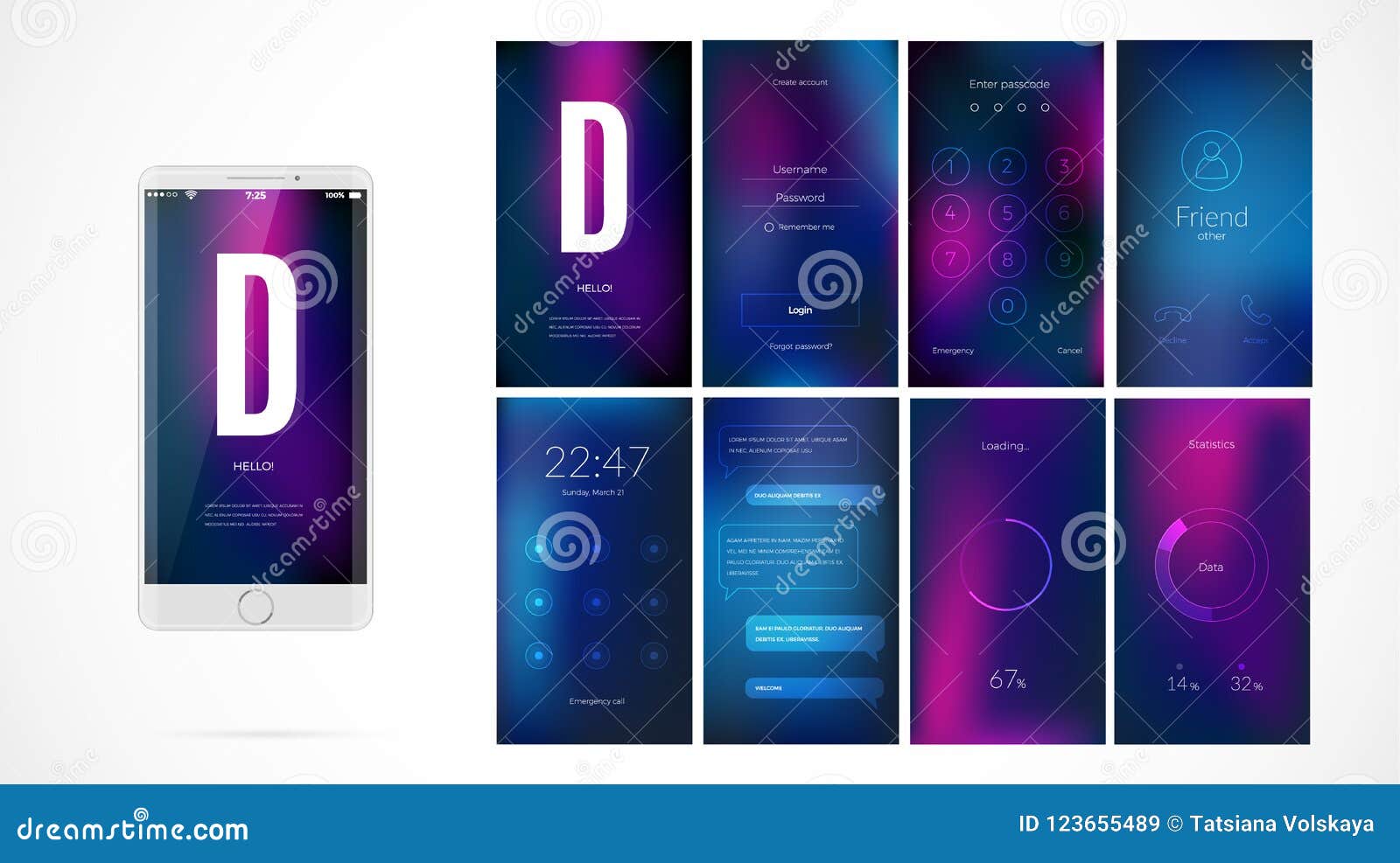 Modern Ui Screen Design For Mobile App With Web Icons Stock Vector Illustration Of Interface