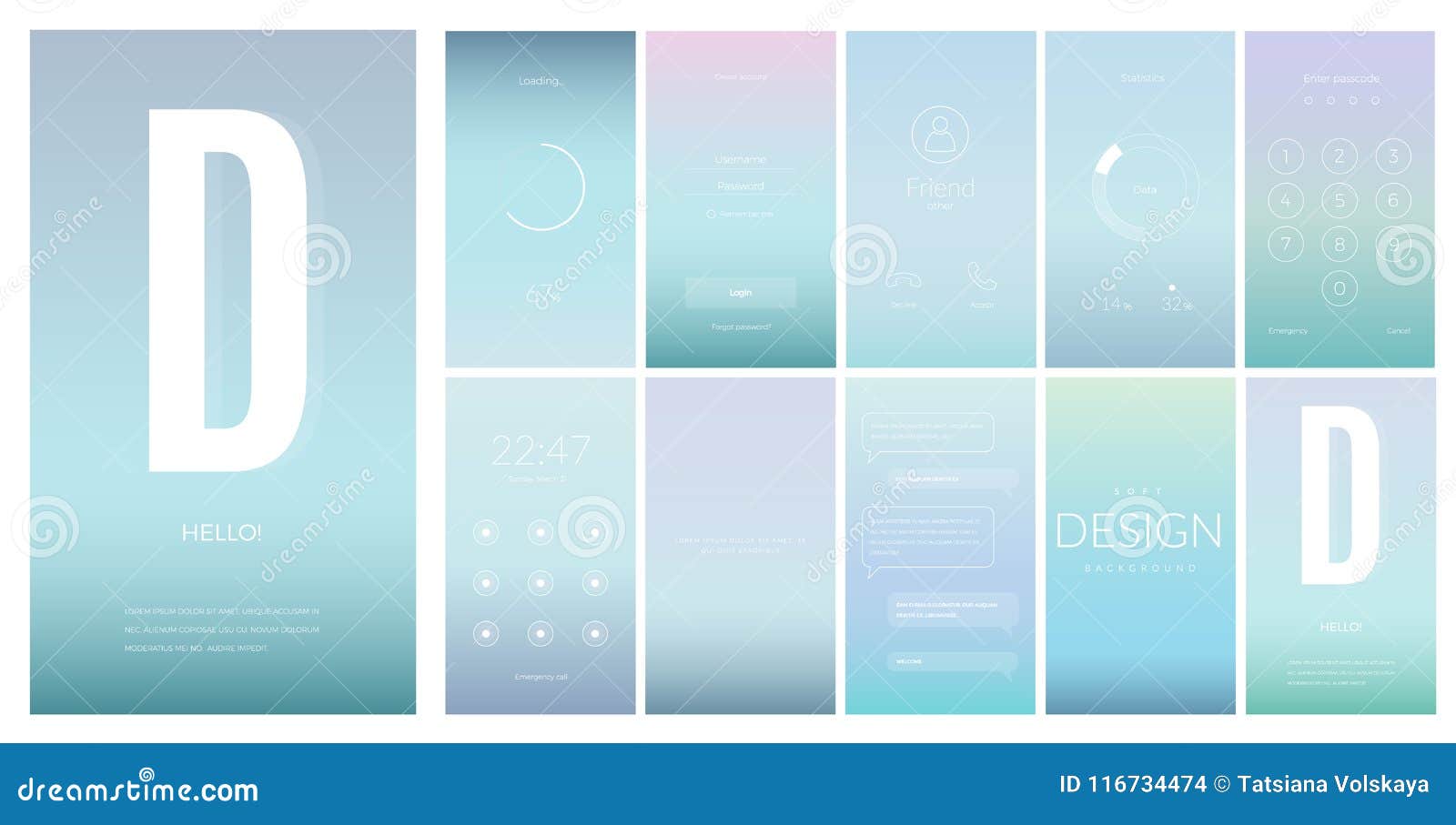 Modern UI Screen Design for Mobile App with Web Icons. Stock Vector ...