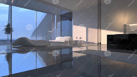 Modern Ultra-Reflective Interior Space Design Stock Illustration ...