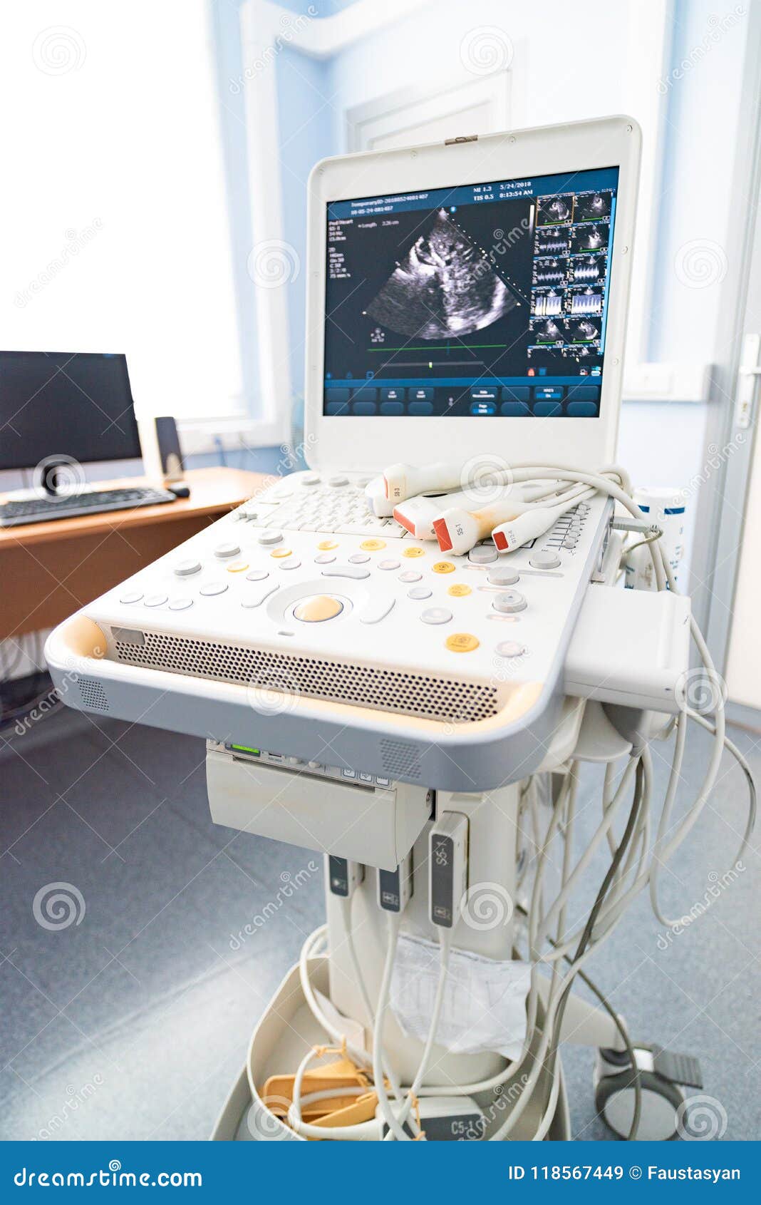 Modern ultrasound machine stock image. Image of heart - 118567449