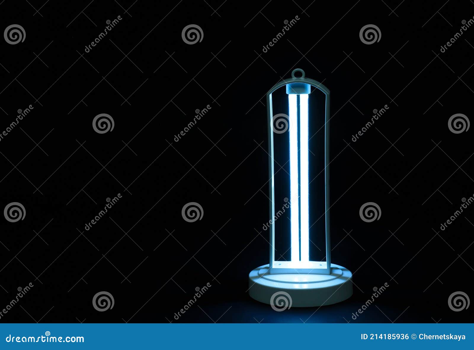 Modern Ultraviolet Lamp Glowing On Black Background Royalty-Free Stock ...