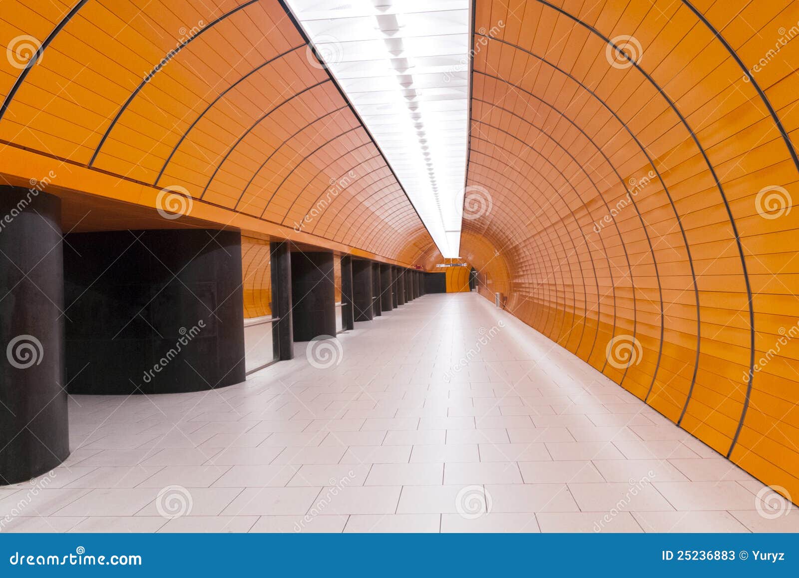 Modern underground stock image. Image of orange, tunnel - 25236883