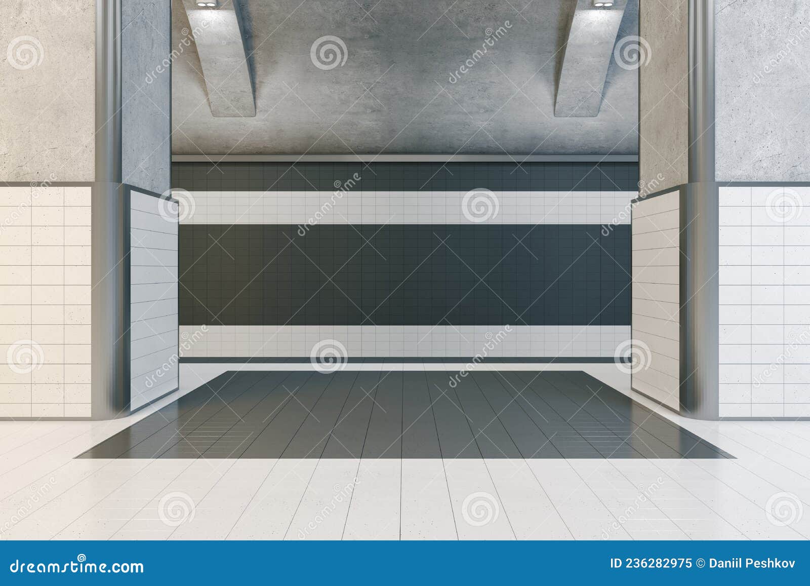 Modern Underground Interior with Tile Walls. Subway, Metro and Urban ...