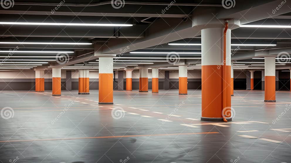 Modern Underground Parking. Indoor Modern Parking Interior. Stock Photo ...