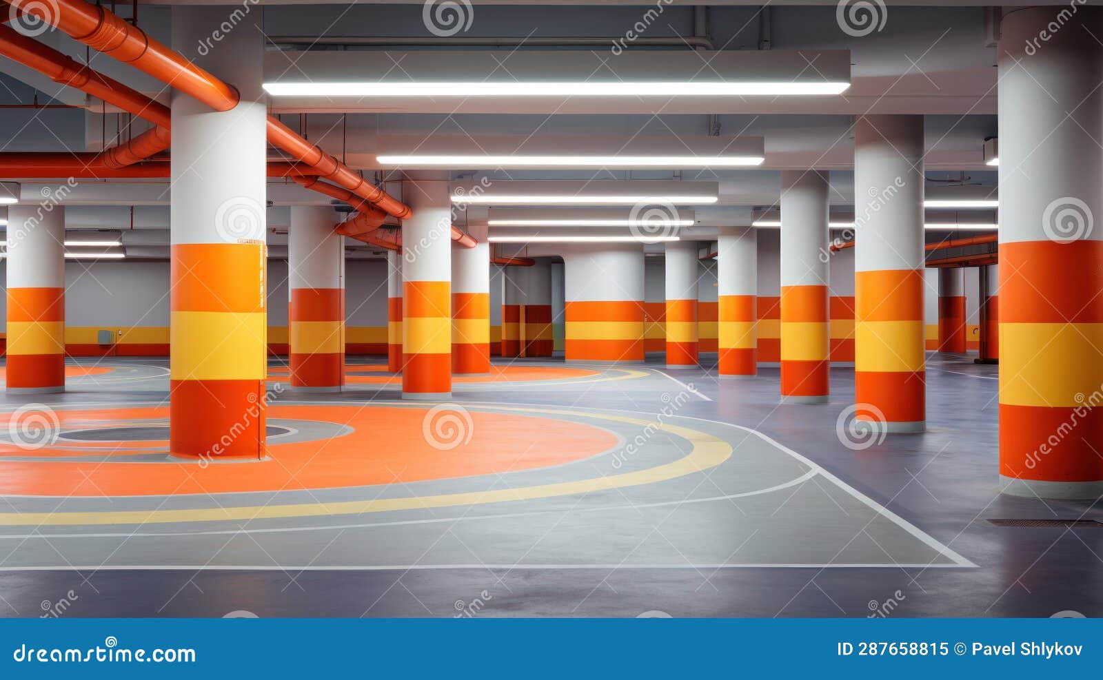Modern Underground Parking. Indoor Modern Parking Interior. Stock Image ...