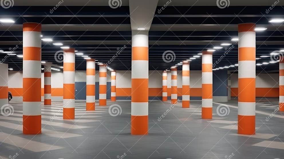 Modern Underground Parking. Indoor Modern Parking Interior. Stock Photo ...