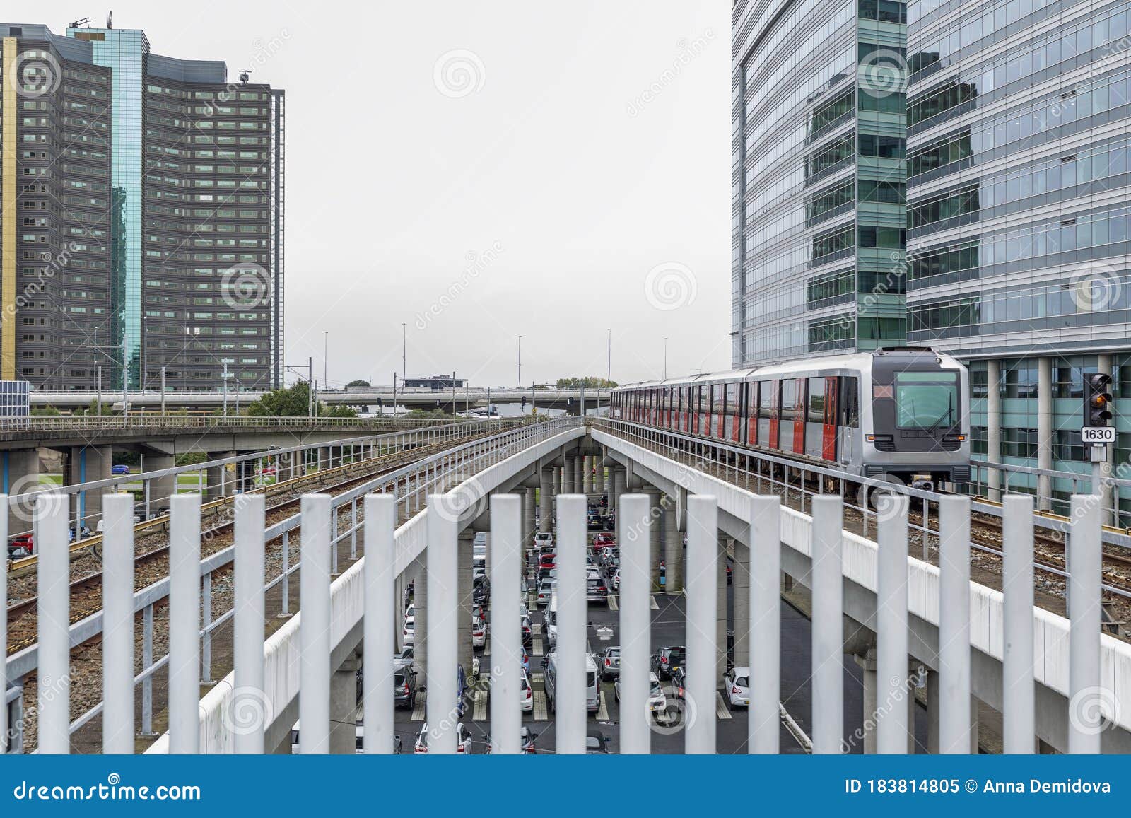 Modern Underground Train in Amsterdam. Large Station Transport Hub ...