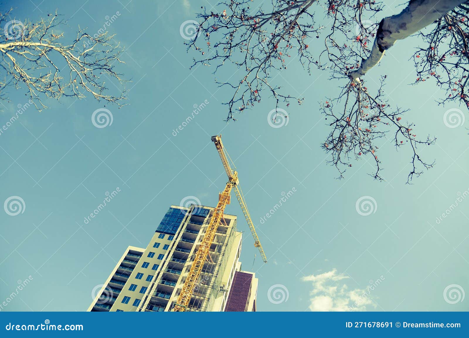 Modern Unfinished Building Construction. Stock Image - Image of street ...