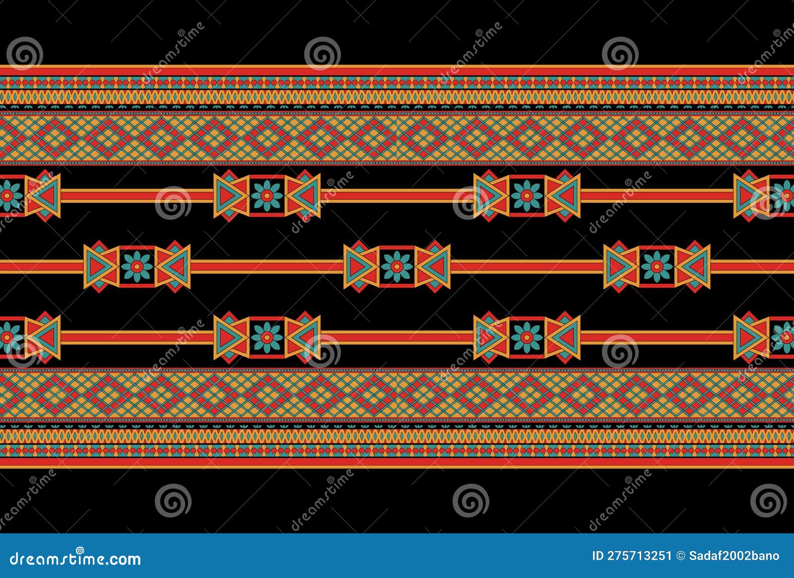 Modern Unique Hand Drawn Cross Stich Style Aztec Border Composition For ...