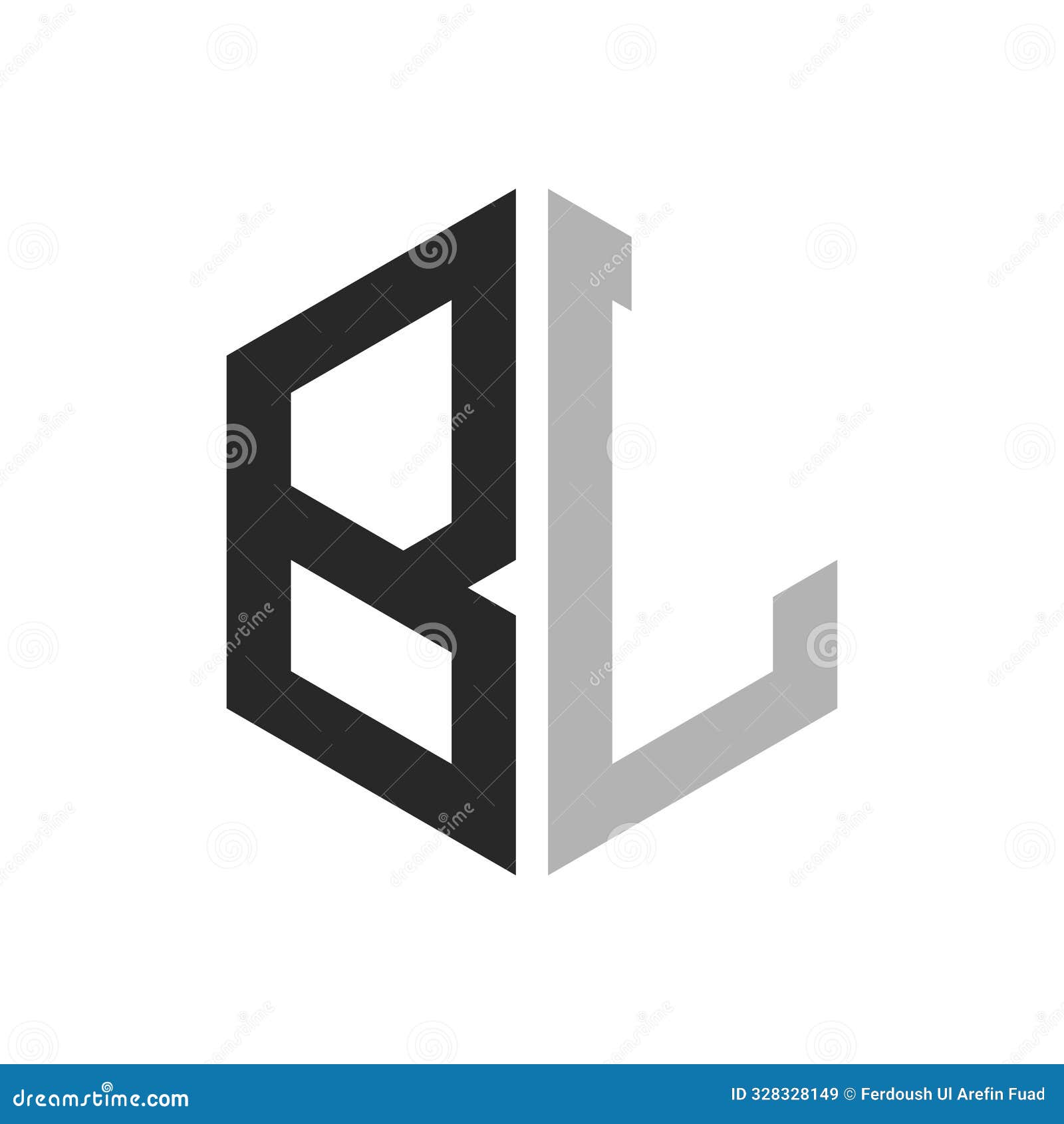 Modern Unique Hexagon Letter BL Logo Design Template. Elegant Initial ...