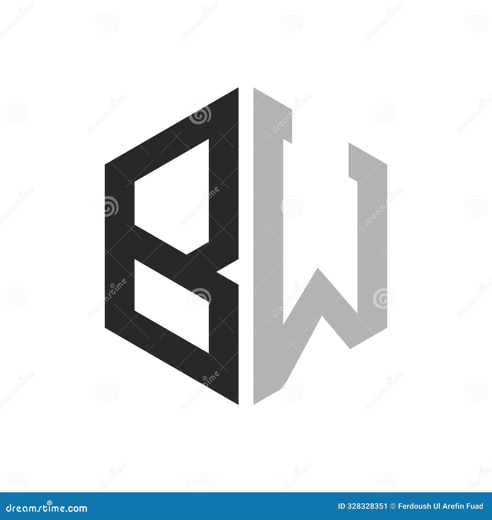 Modern Unique Hexagon Letter BW Logo Design Template. Elegant Initial ...
