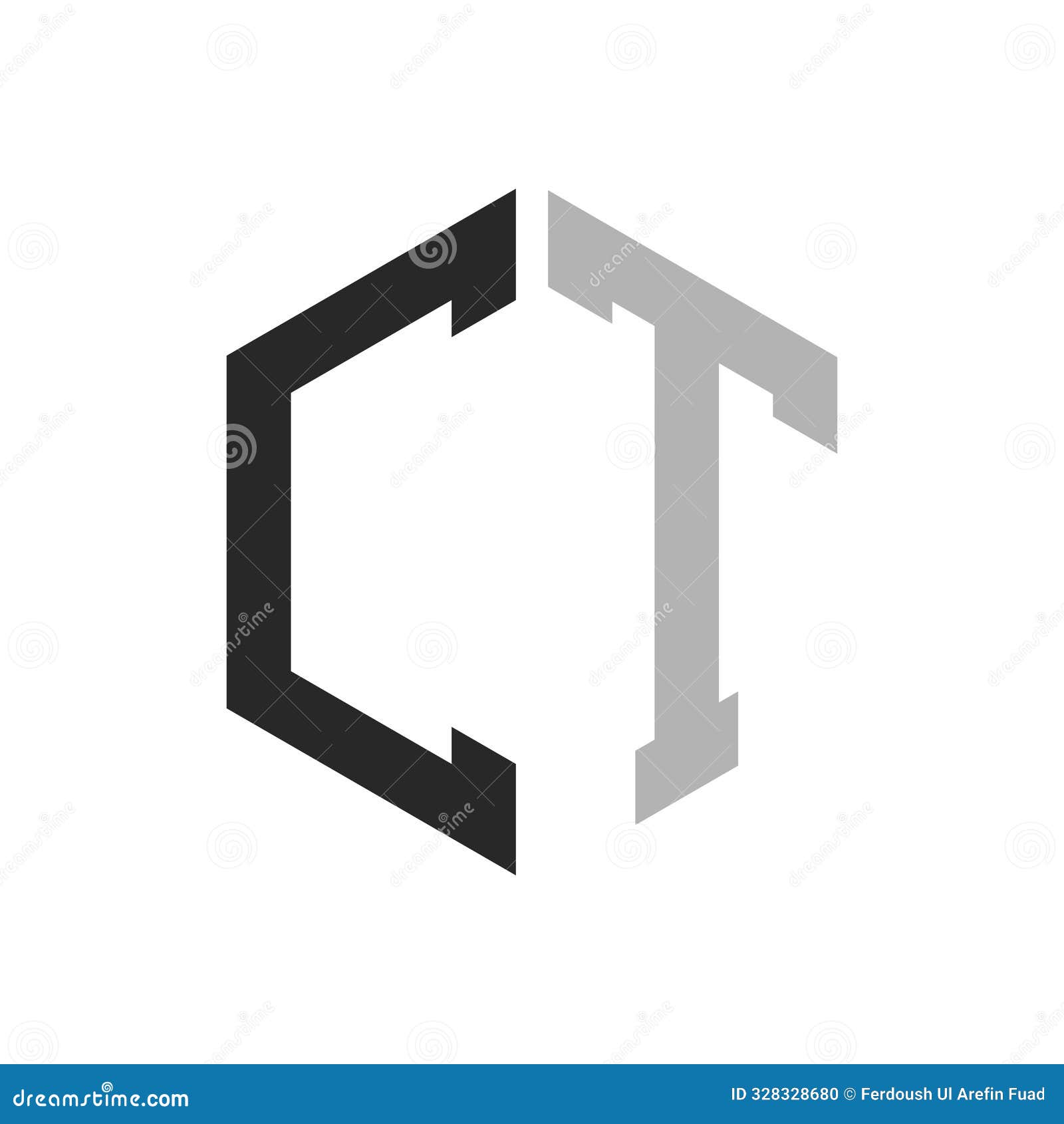 Modern Unique Hexagon Letter CT Logo Design Template. Elegant Initial ...